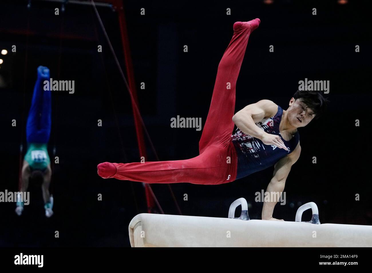 Asher Hong of the U.S. competes on the pommel horse at the Men's All ...