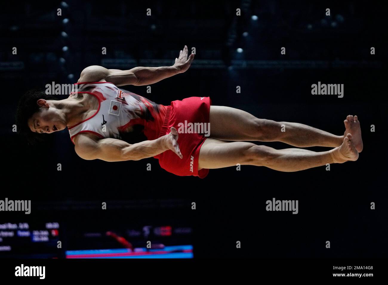 Daiki Hashimoto of Japan competes on the floor exercise at the Men's ...