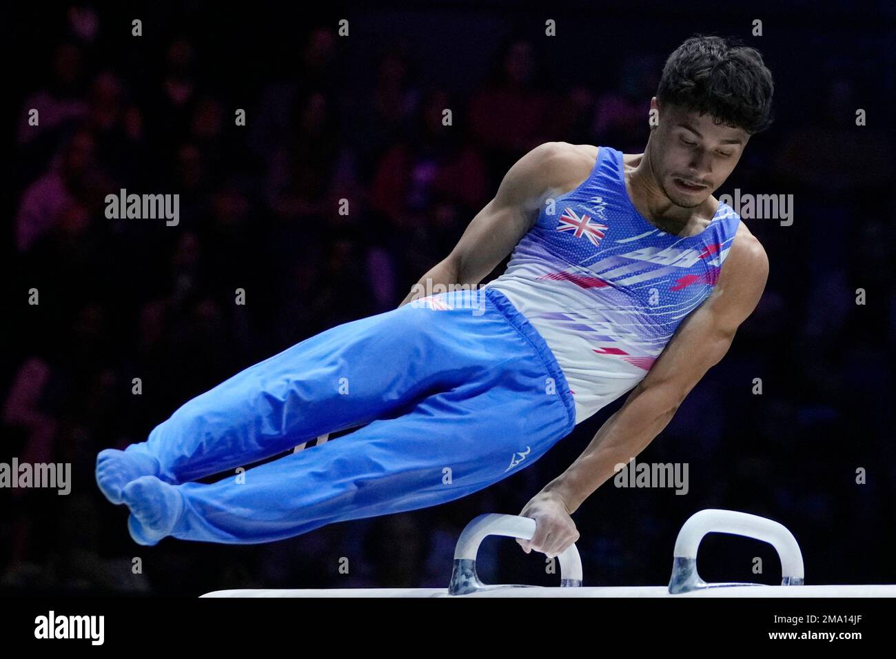 Jake Jarman of Britain competes on the pommel horse at the Men's All ...
