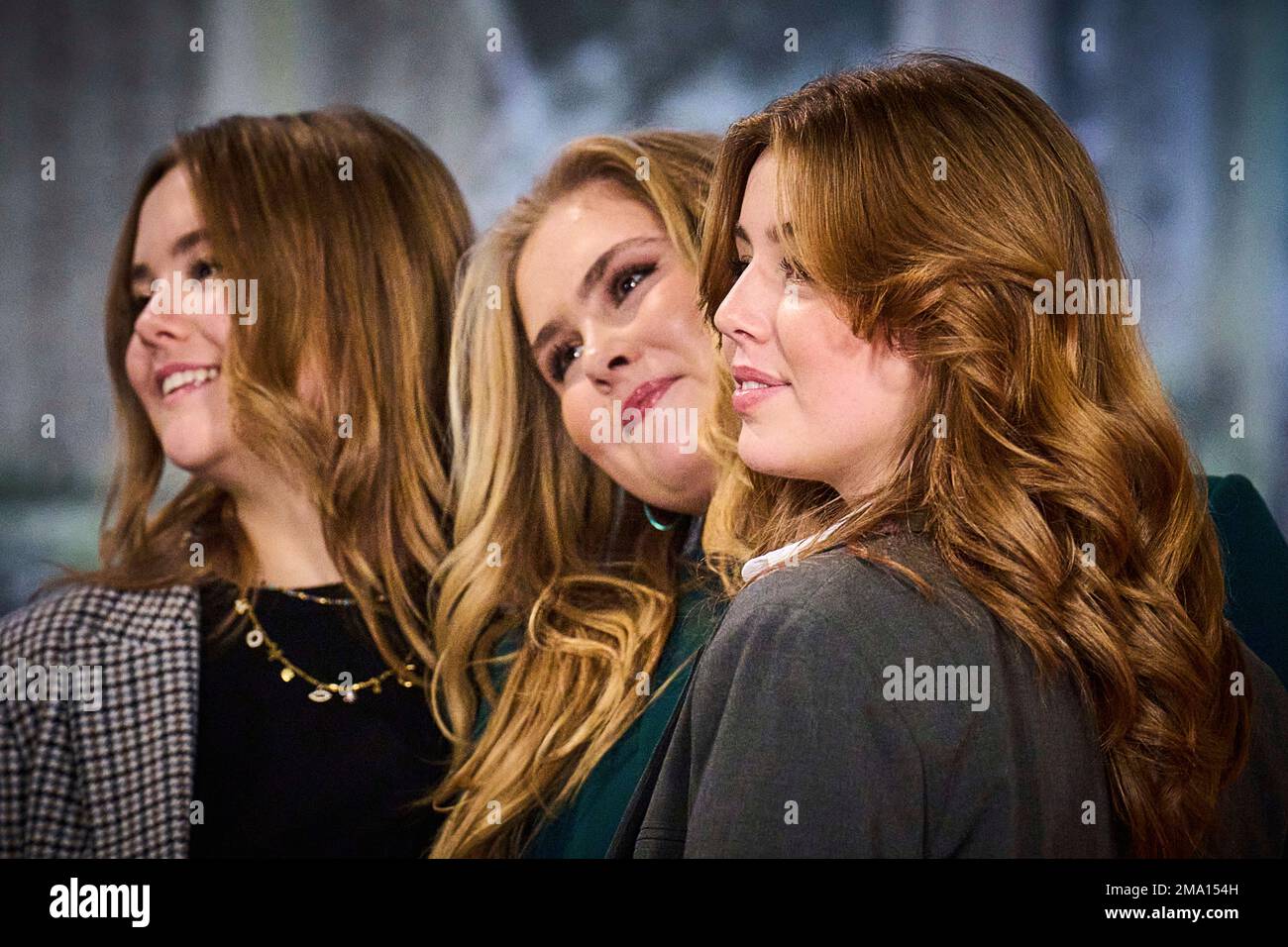 Dutch Princesses Ariane, left, Amalia and Alexia, right, pose during a ...