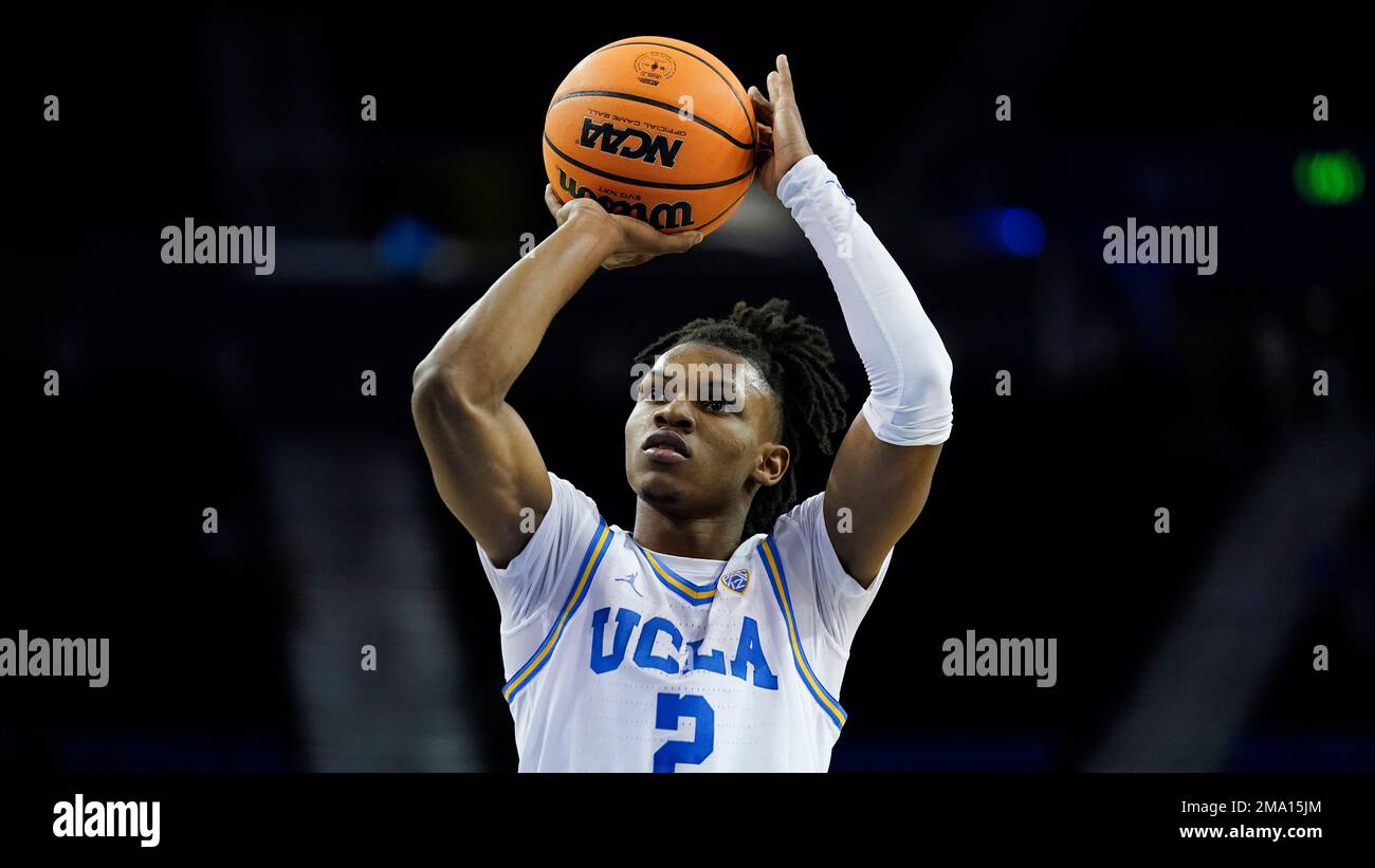 UCLA guard Dylan Andrews (2) shoots during a college basketball ...
