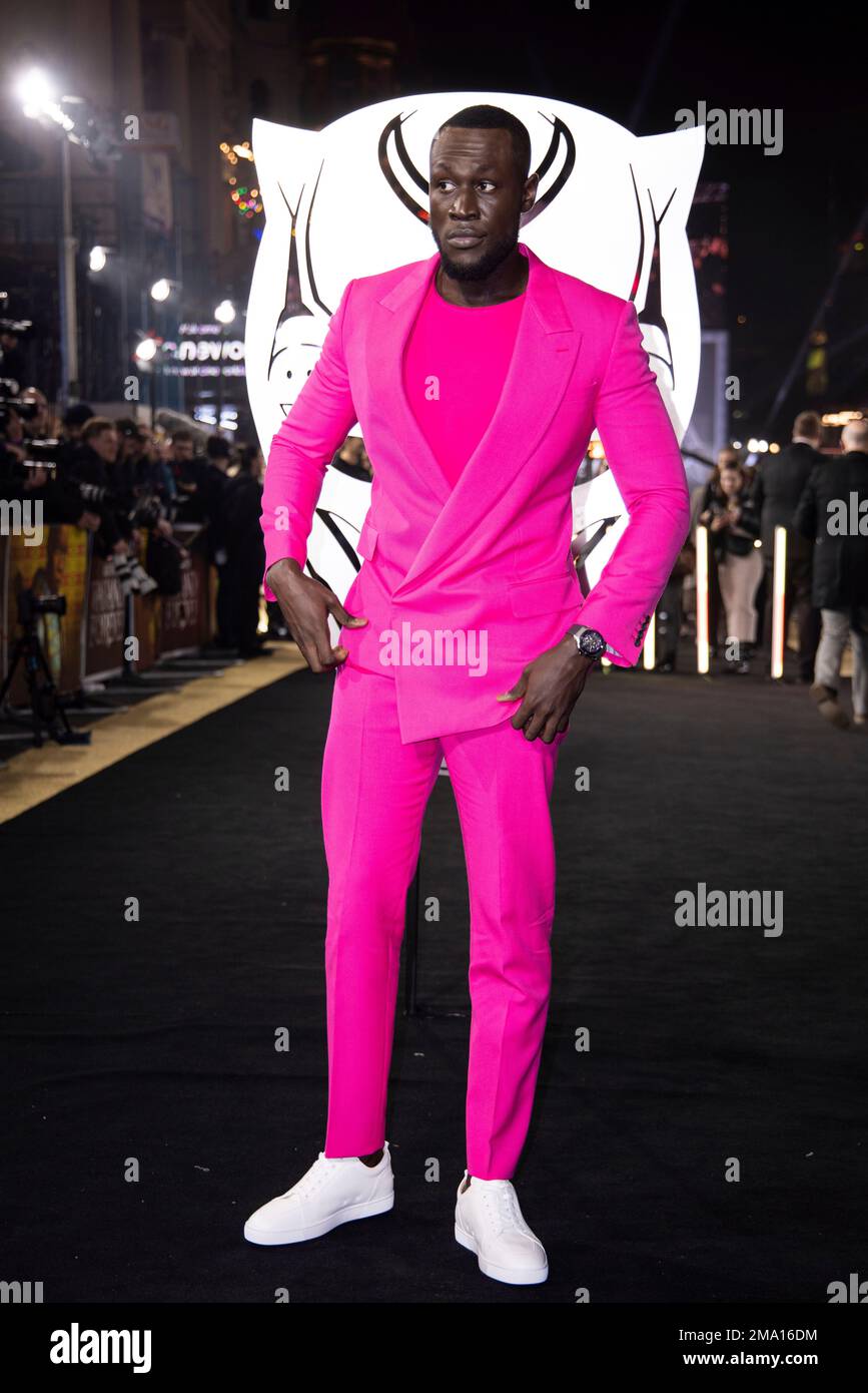 Stormzy poses for photographers upon arrival for the premiere of the ...