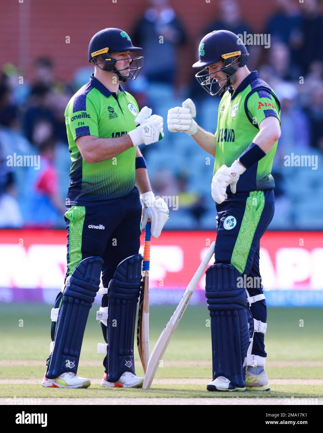 Ireland's Fionn Hand and George Dockrell talk during the T20 World Cup ...