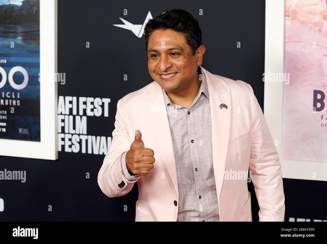 Omar Leyva poses at the premiere of the film "Bardo: False Chronicle of ...