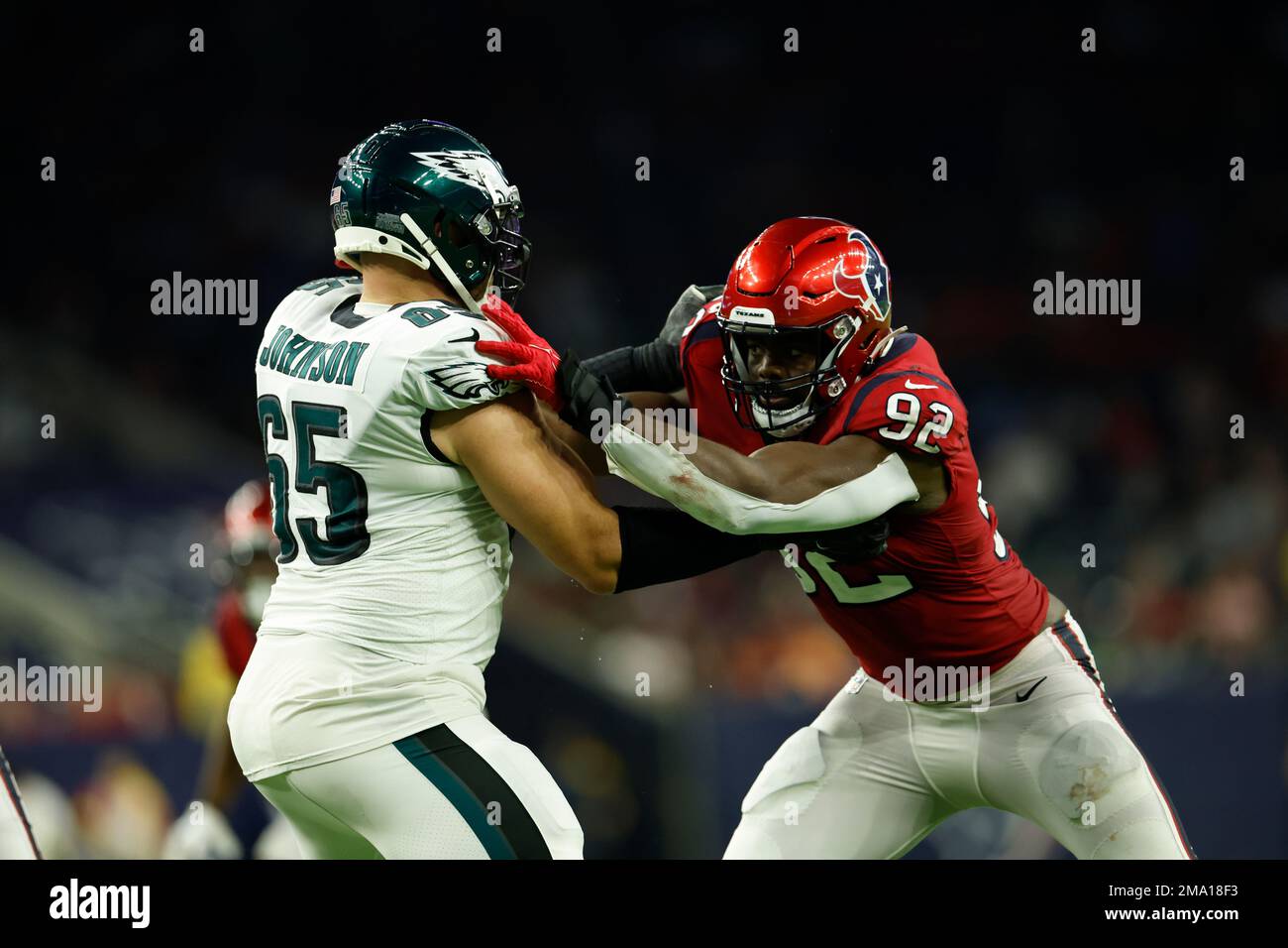 Houston Texans defensive lineman Rasheem Green (92) rushes against Lane ...