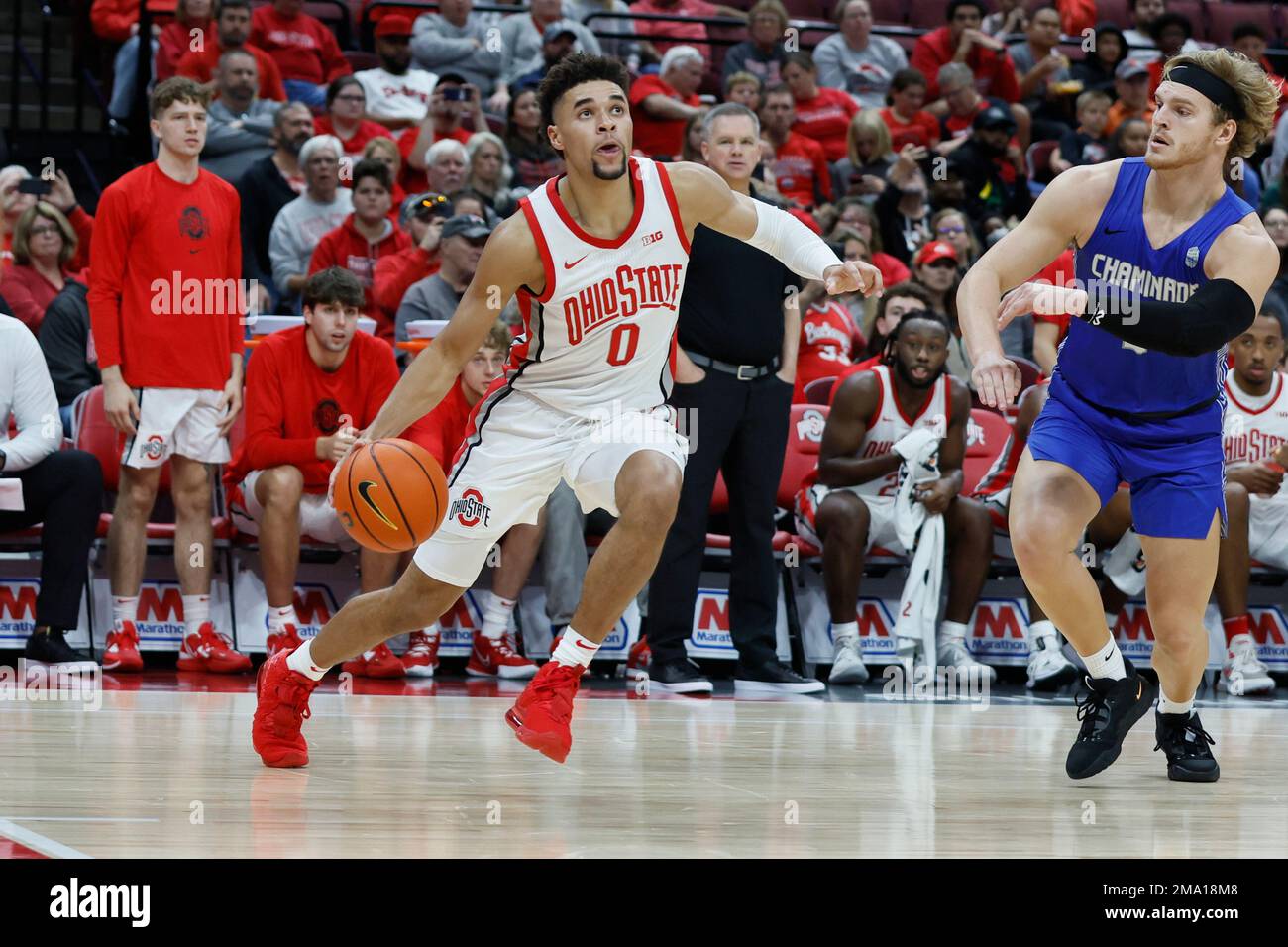 Ohio State's Tanner Holden plays against Chaminade during an NCAA ...