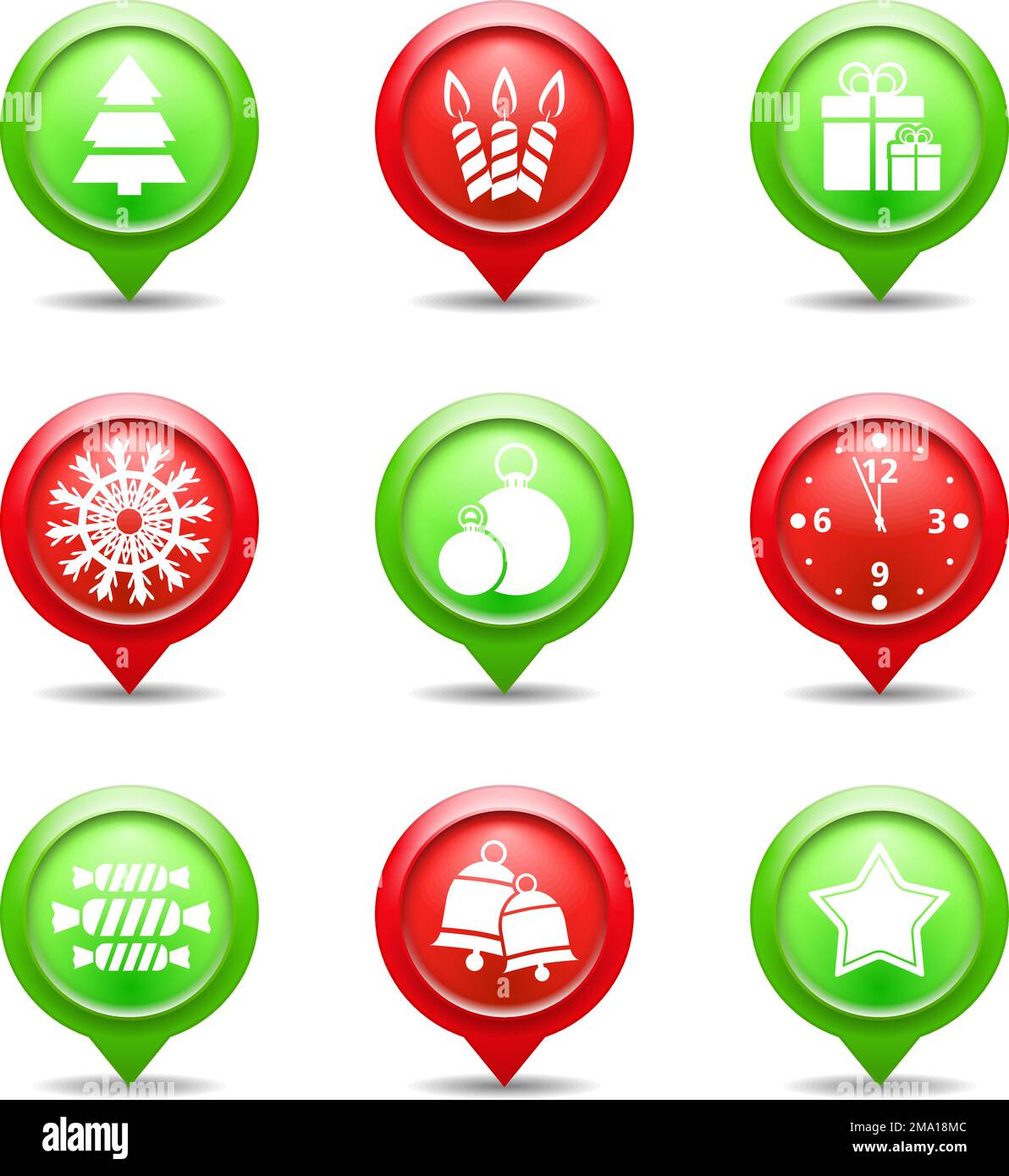 Set of red and green Christmas icons, vector eps10 illustration Stock ...