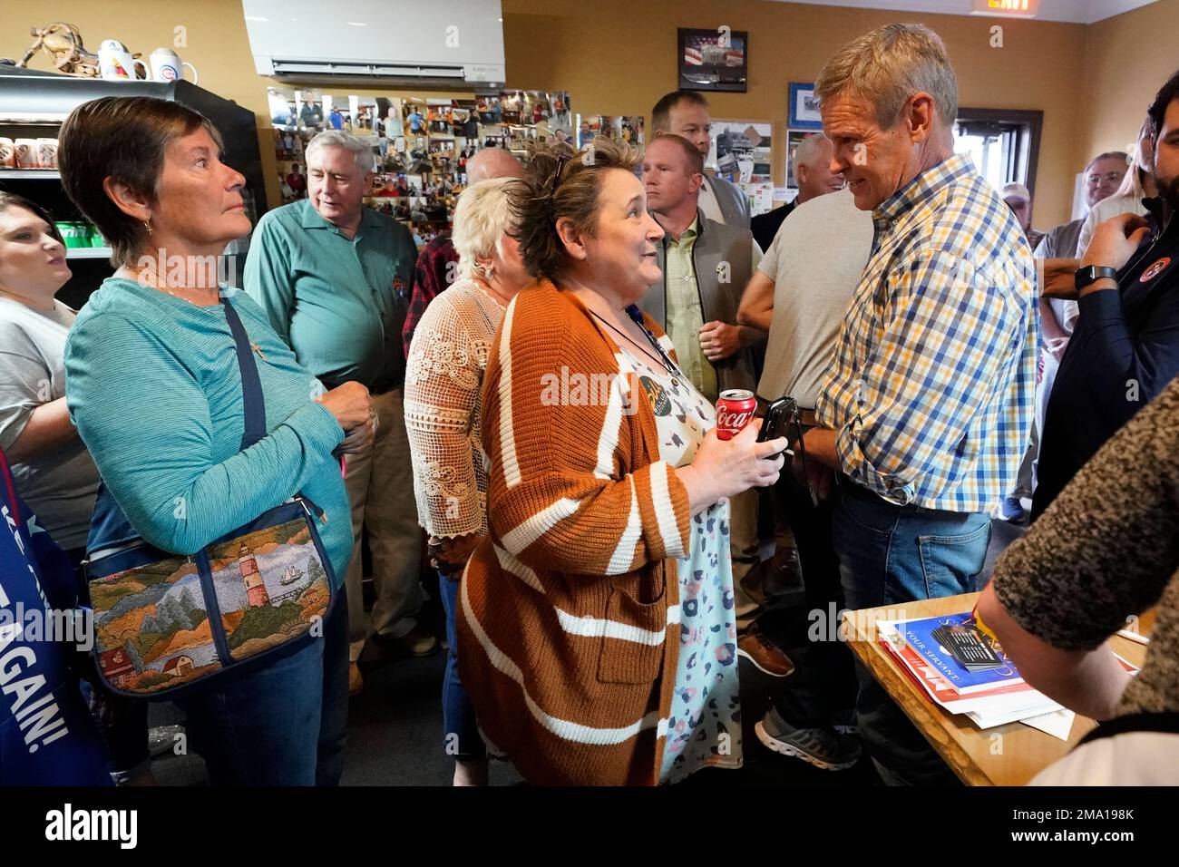 Tennessee Gov. Bill Lee talks with people at the Express Lunch Stop ...