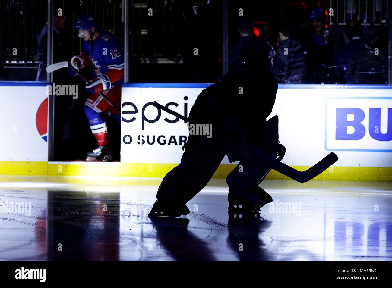 New York Rangers goaltender Igor Shesterkin (31) takes the ice to face ...