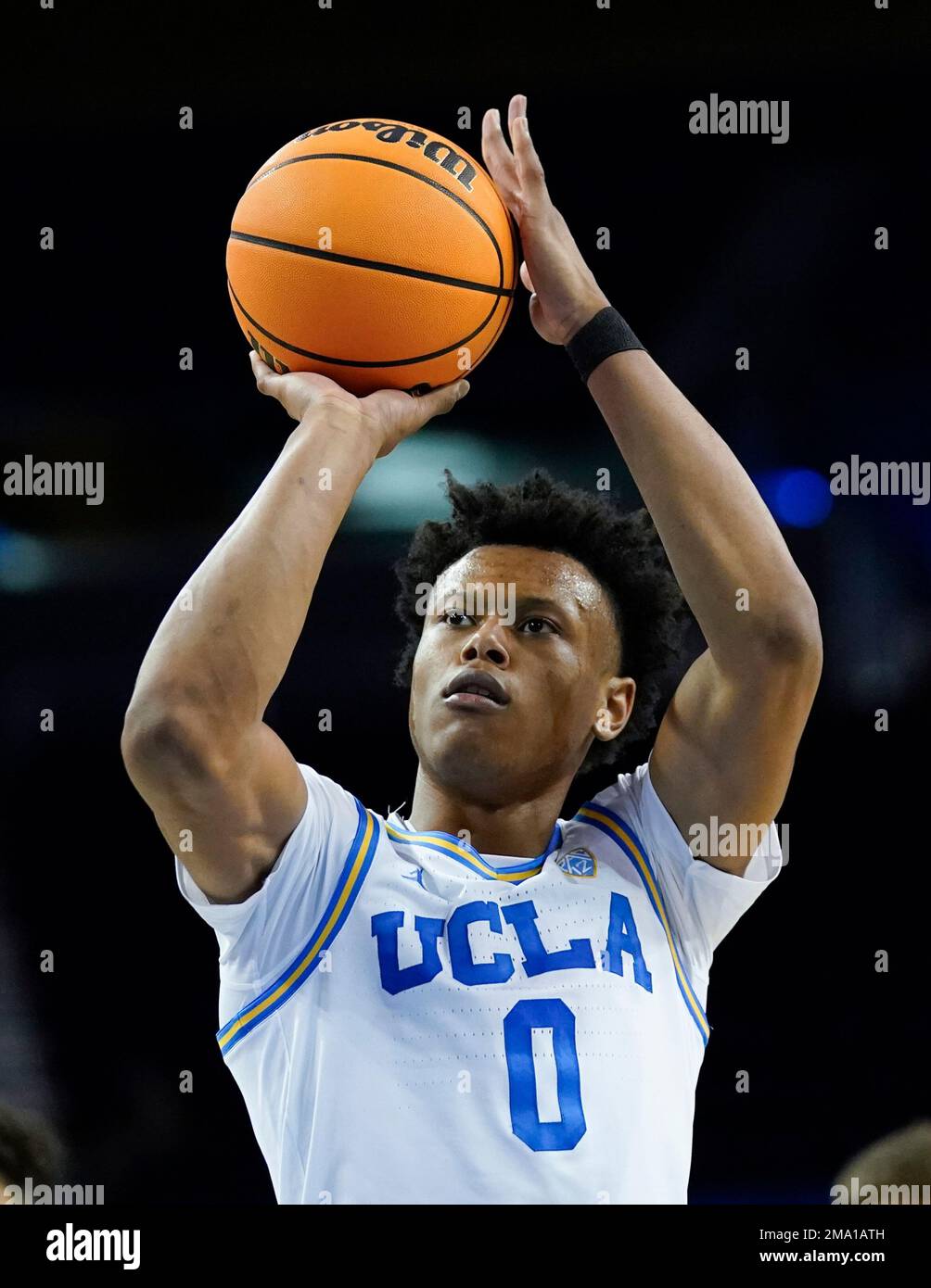 UCLA guard Jaylen Clark (0) shoots during a college basketball ...