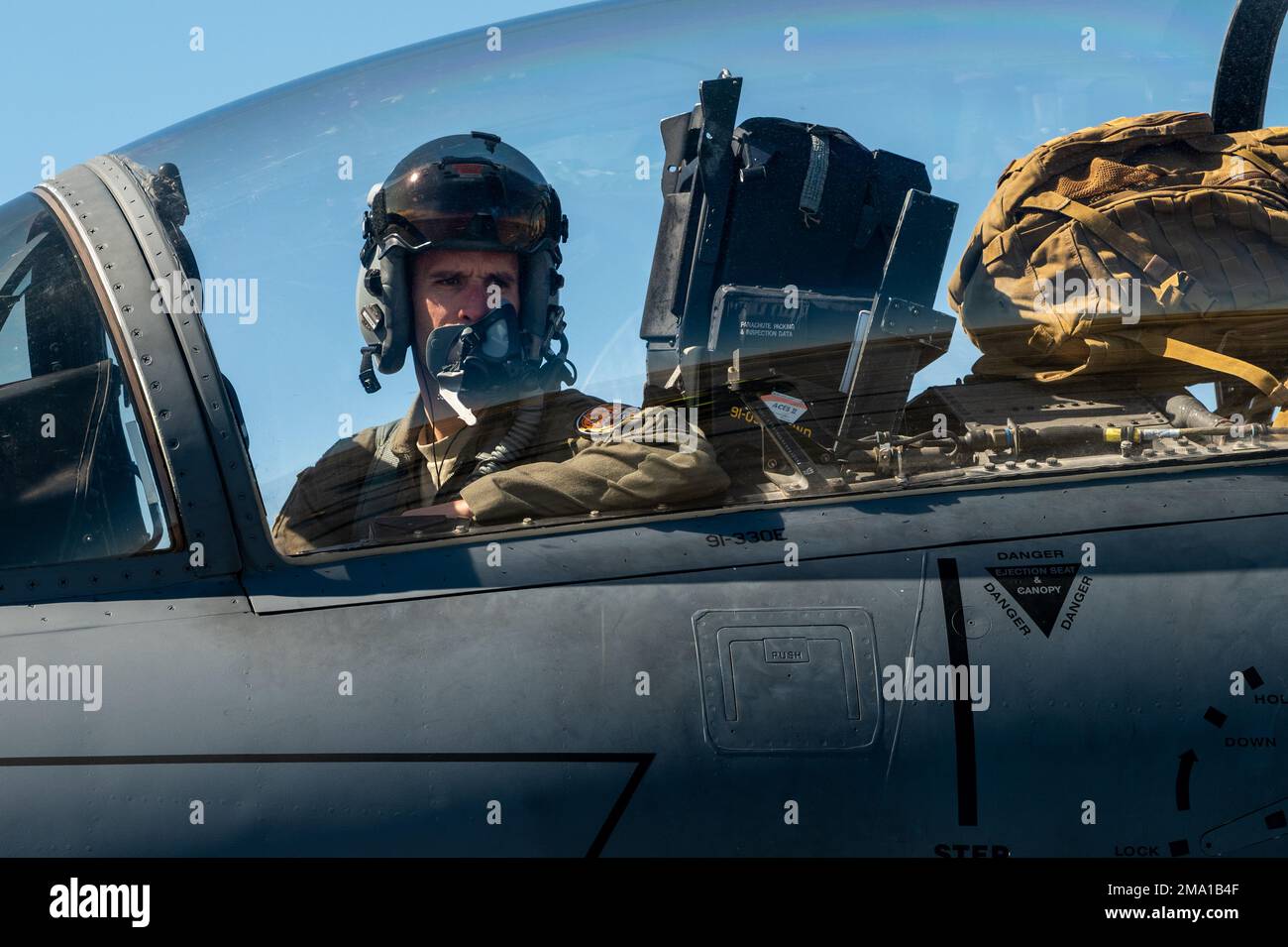 A U.S. Air Force F-15E Strike Eagle Pilot assigned to the 391st Fighter ...