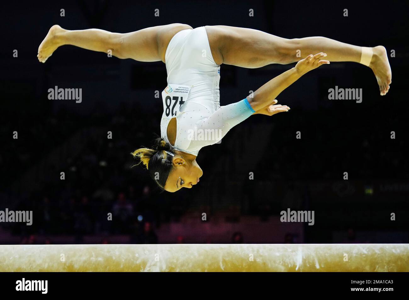 Rebeca Andrade of Brazil competes on the balance beam during the Women ...