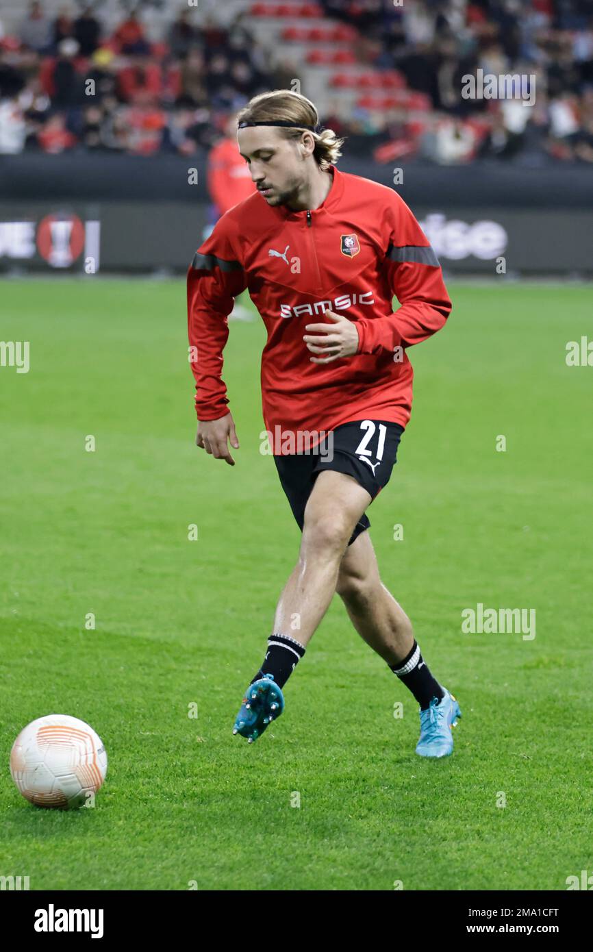 Rennes' Lovro Majer warms up before the Europa League Group B soccer ...