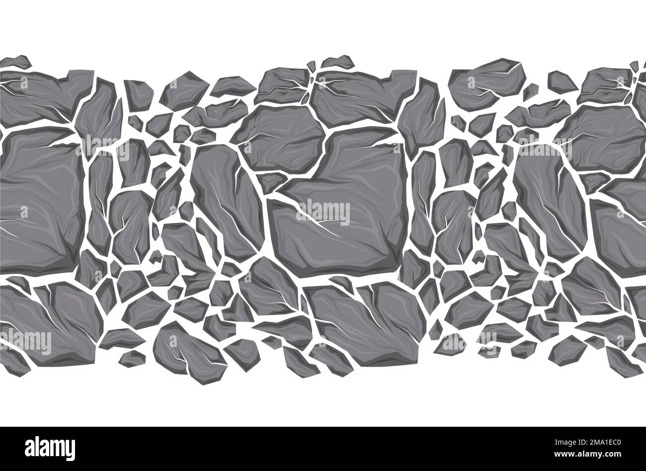 Horizontal vector seamless border with broken stones isolated from ...