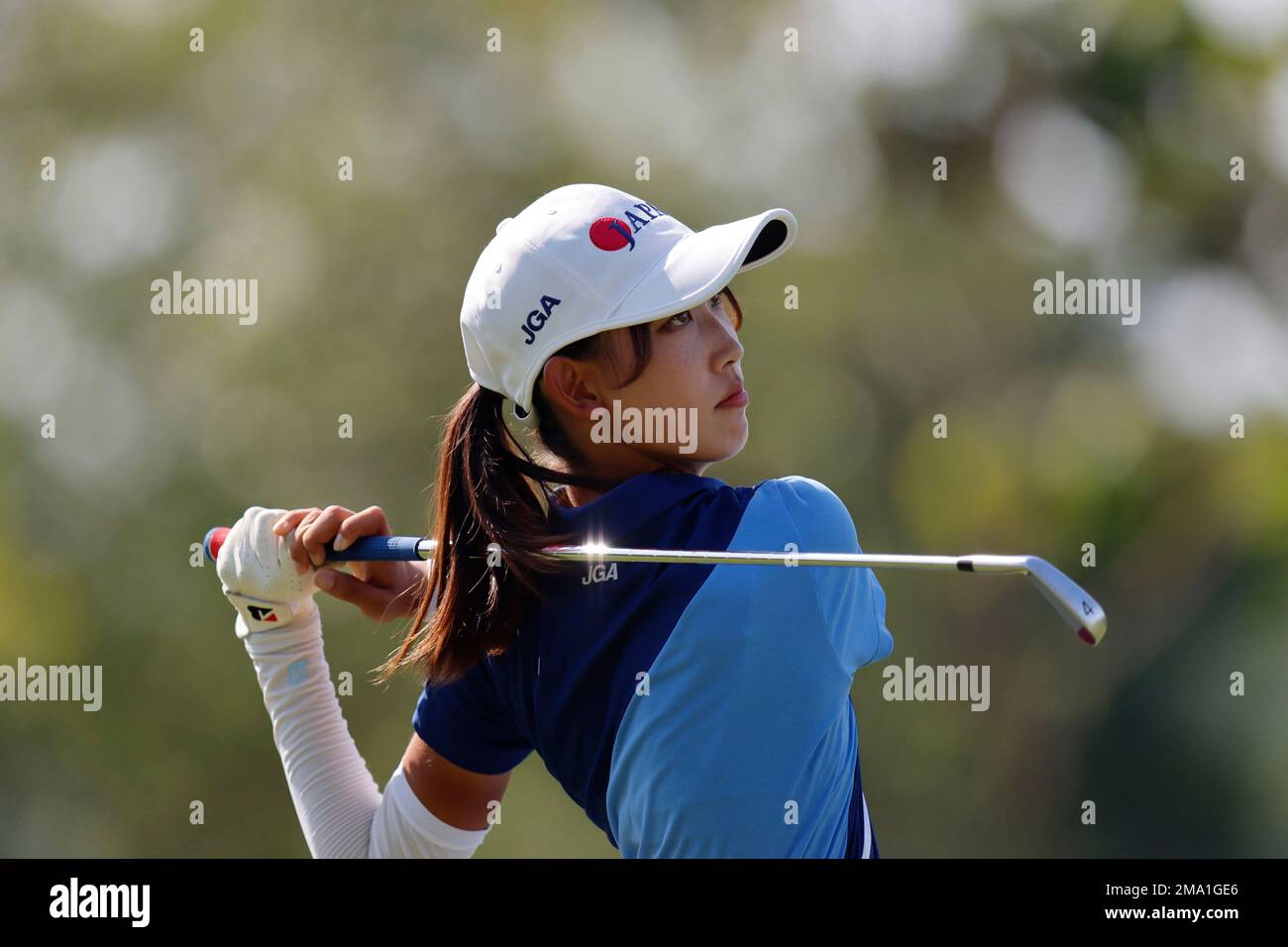 Saki Baba of Japan tees off on the 16th hole during the first round of ...