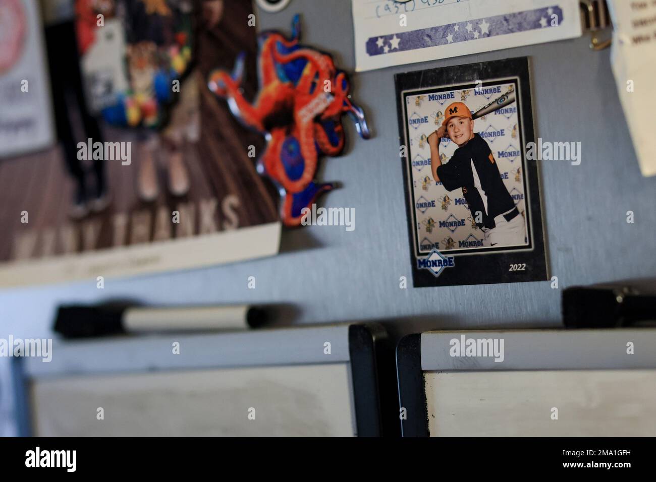 A photo of Liam Kennedy is seen on the family's refrigerator Friday ...