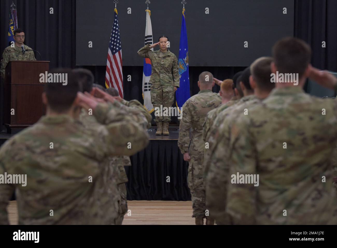 Maj. Anna Jung, 51st Maintenance Squadron incoming commander, receives ...