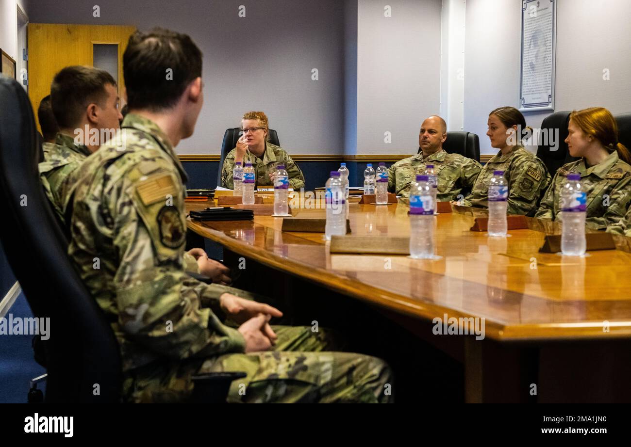 U.S. Air Force Col. Adrienne Williams, 521st Air Mobility Operations Wing commander (middle ...