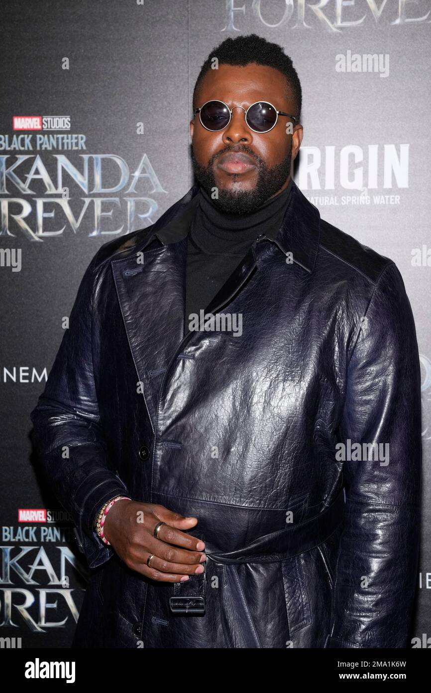 Winston Duke attends a "Black Panther: Wakanda Forever" screening at ...