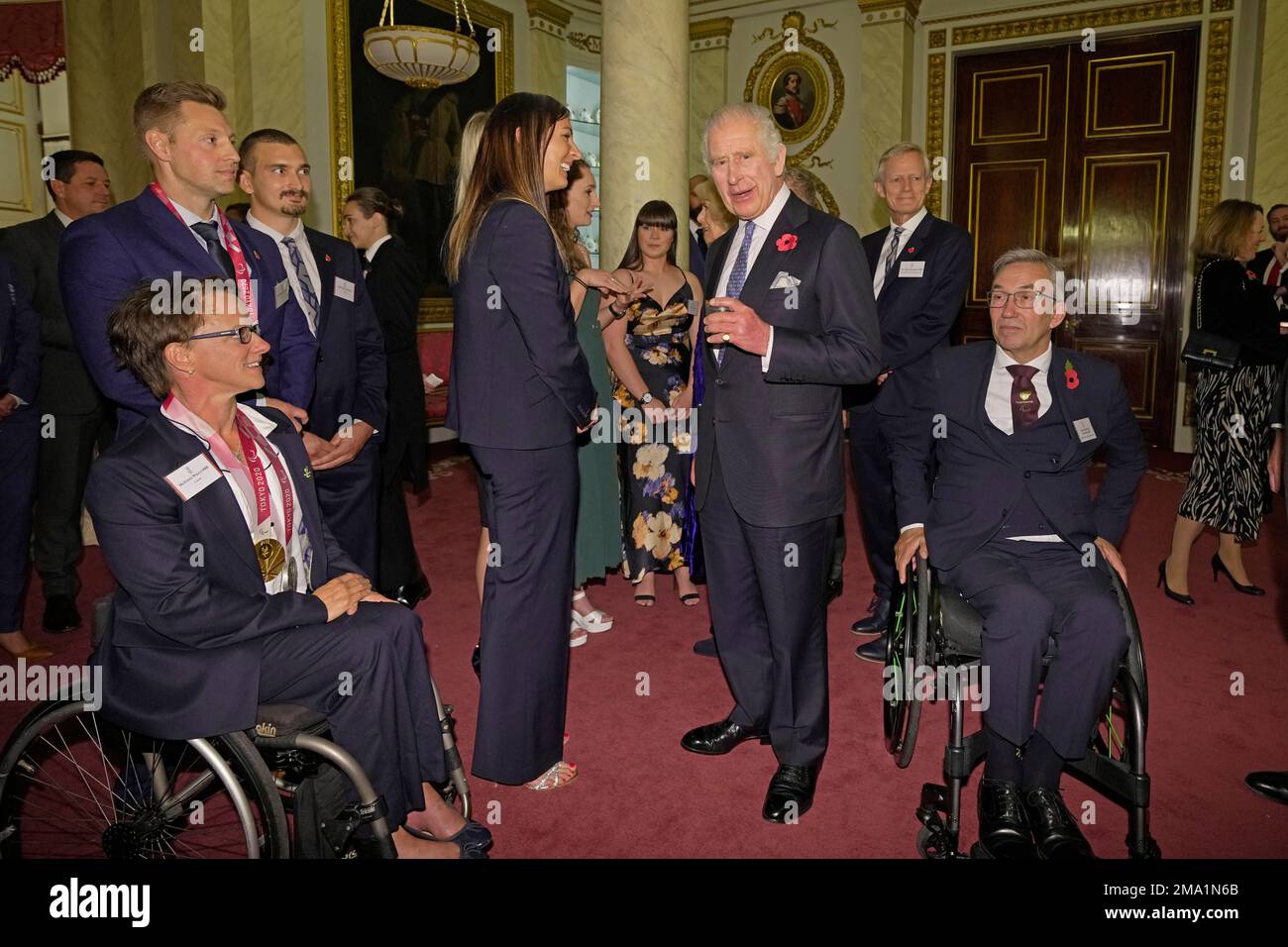 Britain's King Charles III meets Olympic medallists at Buckingham ...
