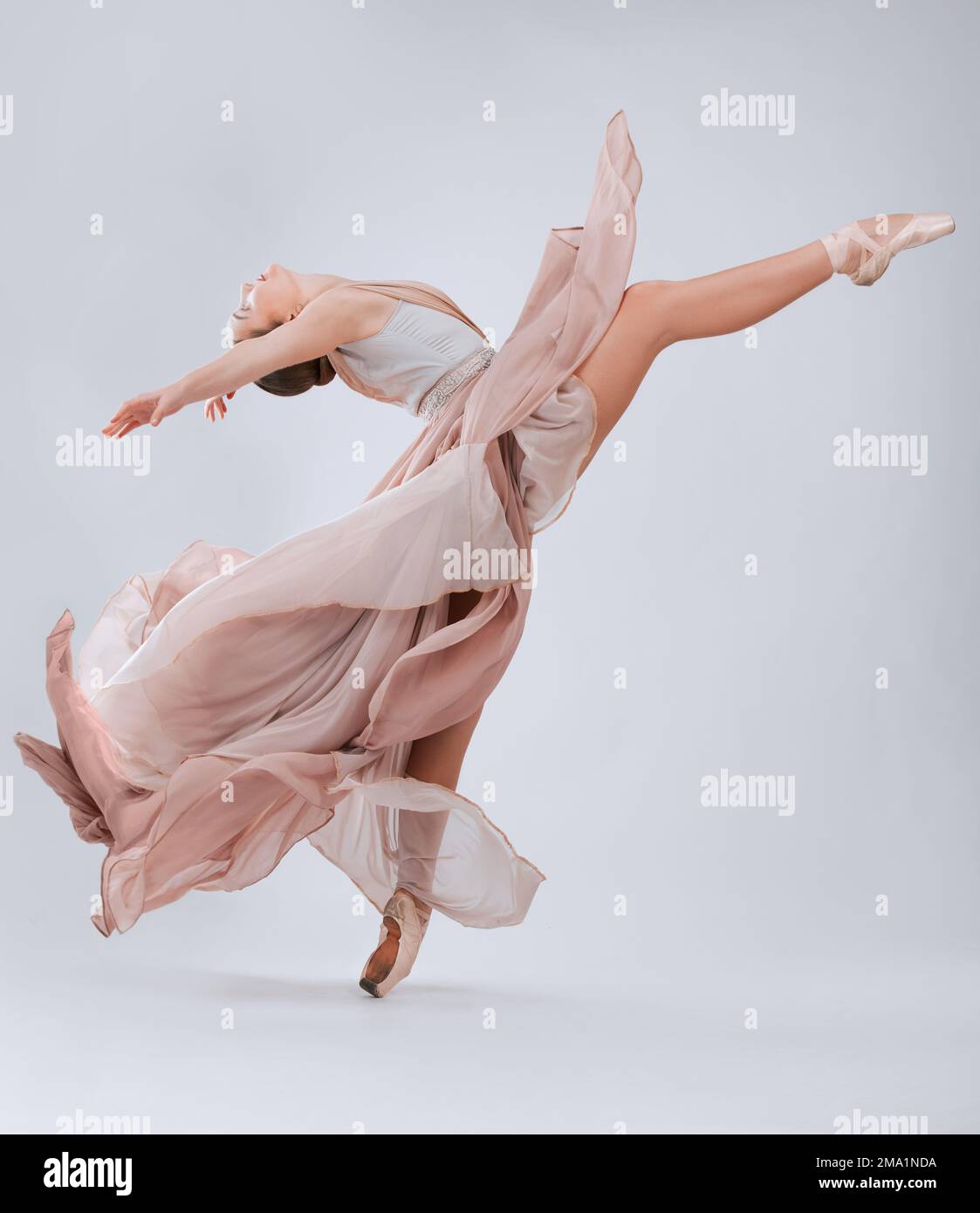 .Ballet, dance and woman with creative freedom isolated on a white ...