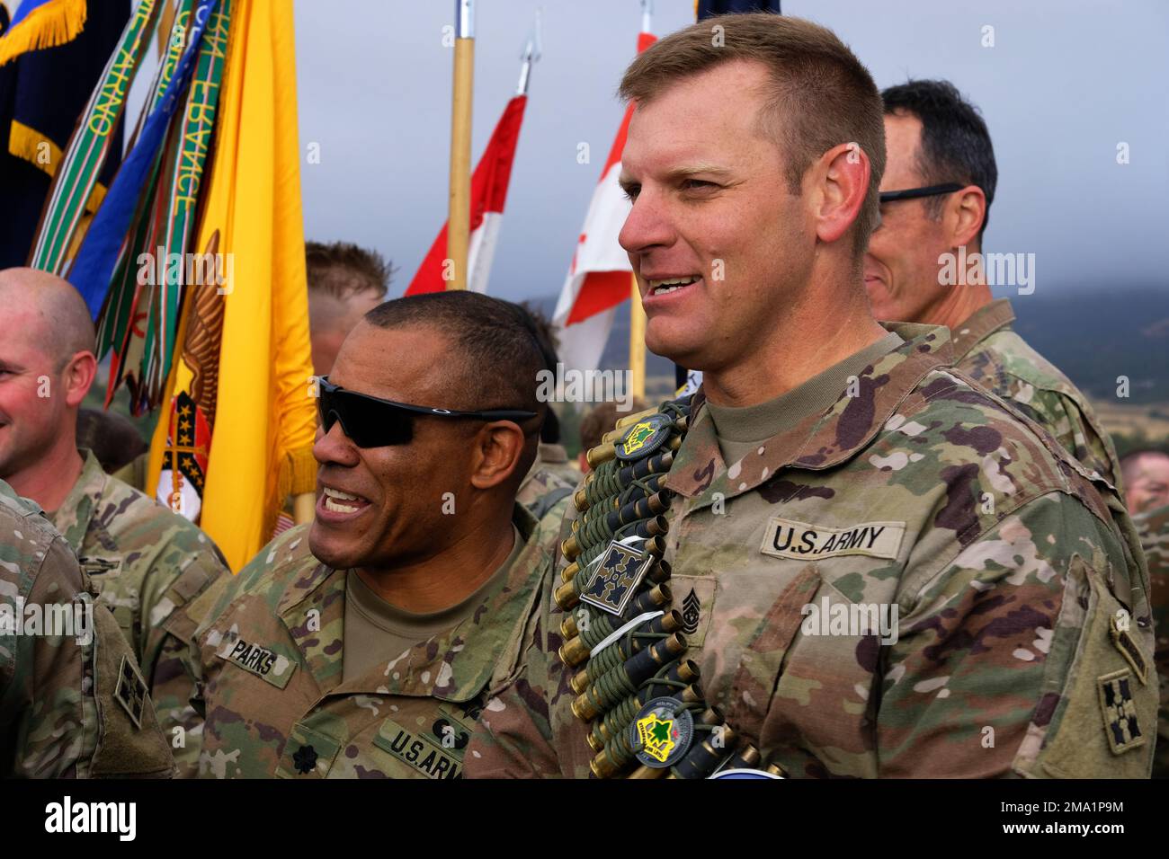 (From left to right) Lt. Col. Aaron Parks, commander of 1st Battalion ...