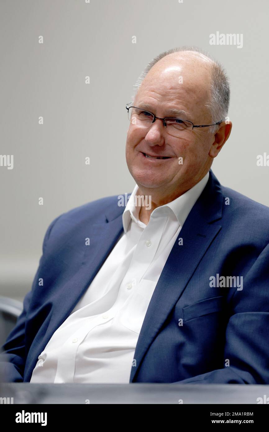 WTA CEO Steve Simon sits for an interview during the WTA Finals tennis ...