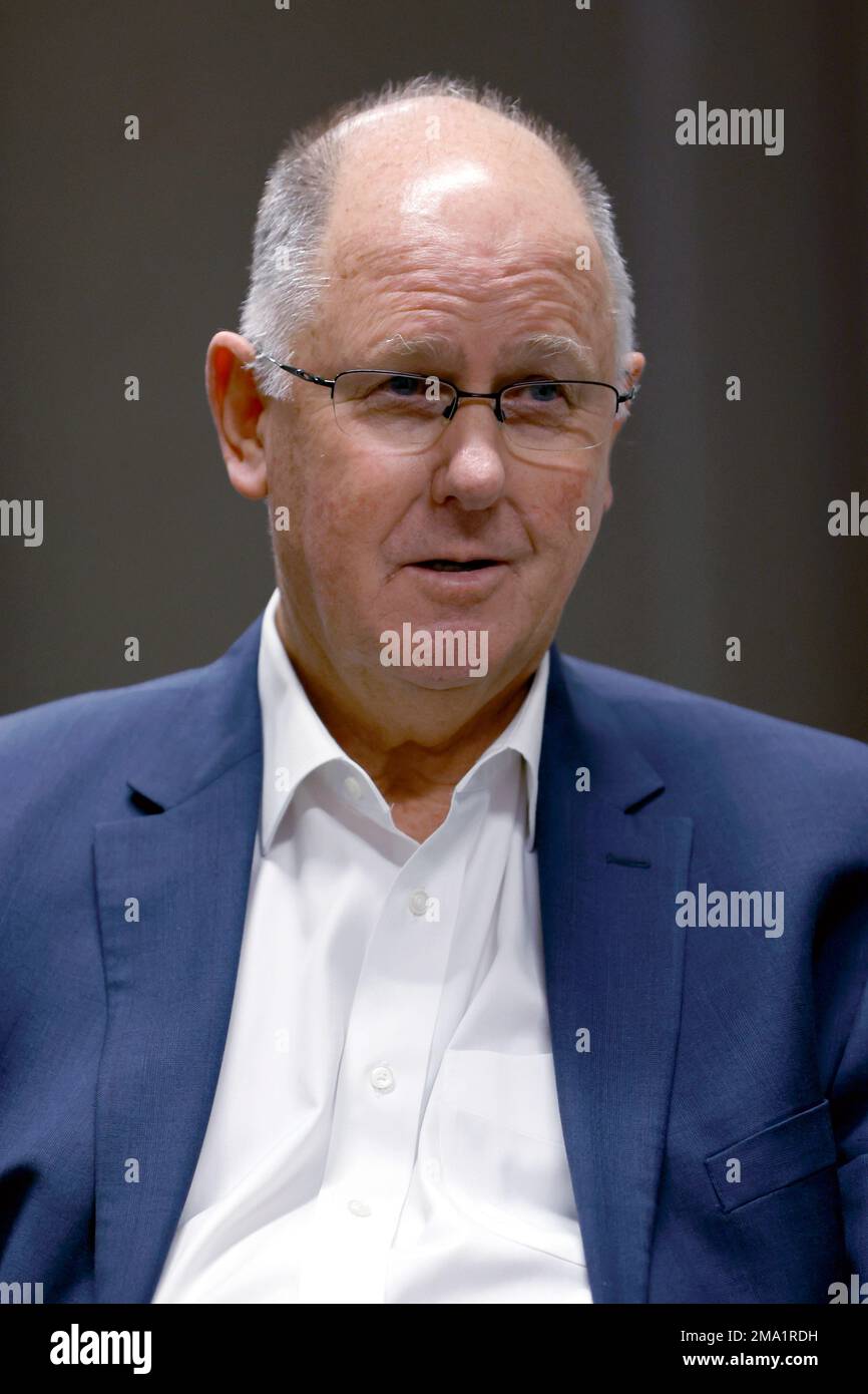 WTA CEO Steve Simon sits for an interview during the WTA Finals tennis ...
