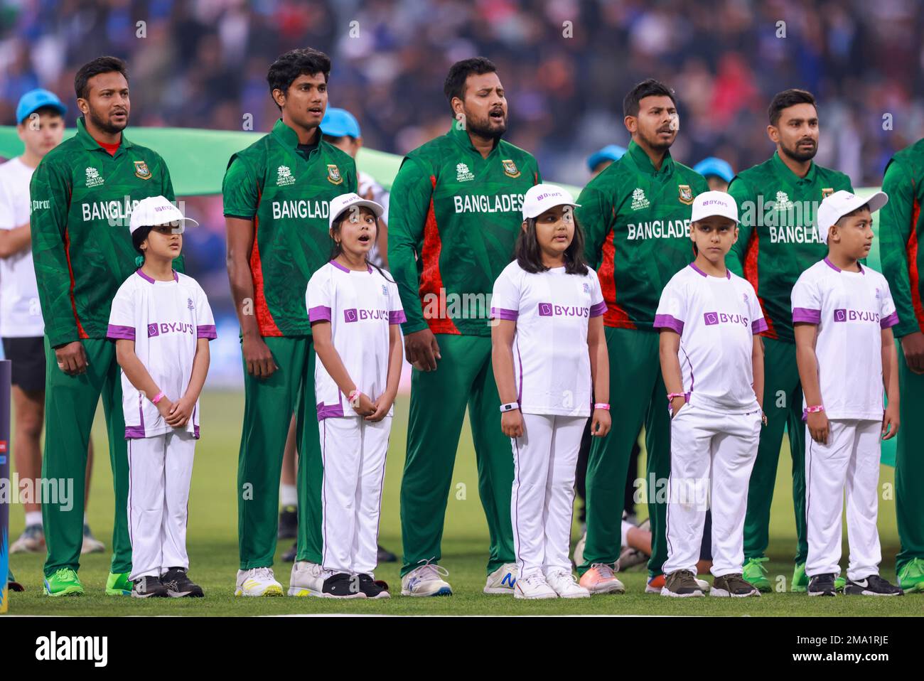 Bangladesh players sing their national anthem ahead of the T20 World ...
