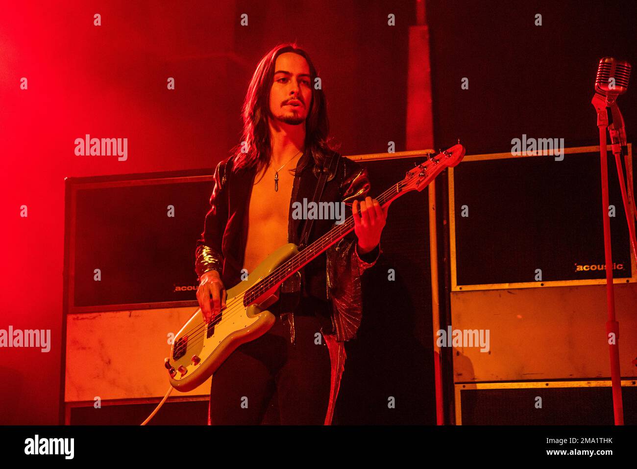 Sam Kiszka of Greta Van Fleet performs on Tuesday, Nov. 1, 2022, at ...