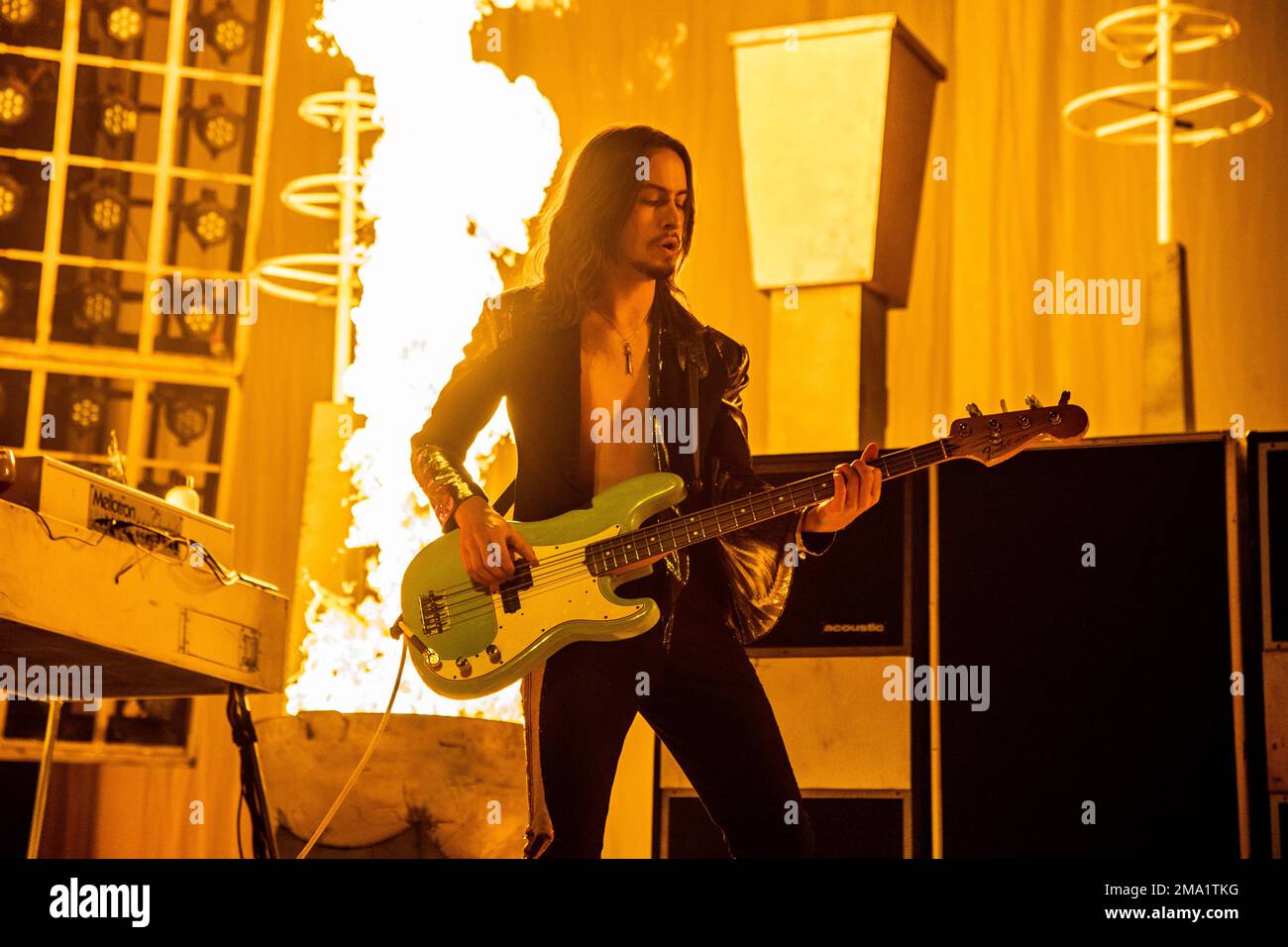 Sam Kiszka of Greta Van Fleet performs on Tuesday, Nov. 1, 2022, at ...