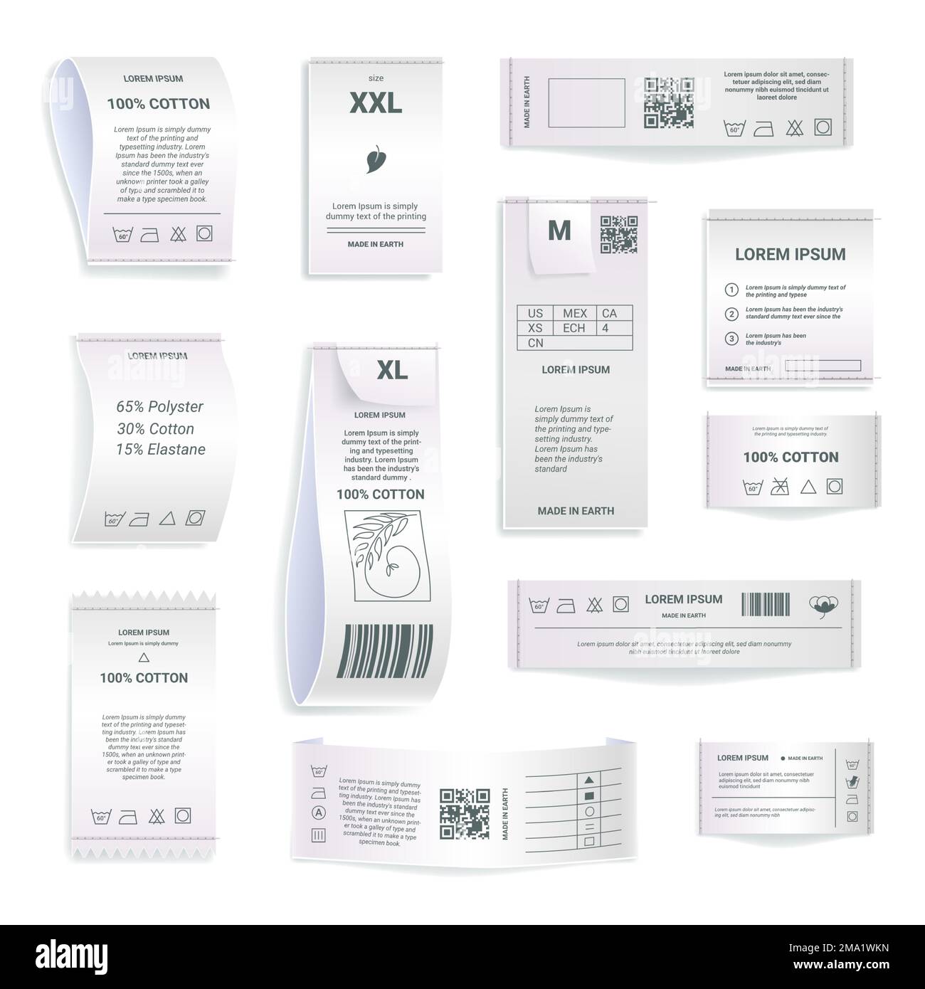 Labels for clothes with production and instruction Stock Vector Image ...