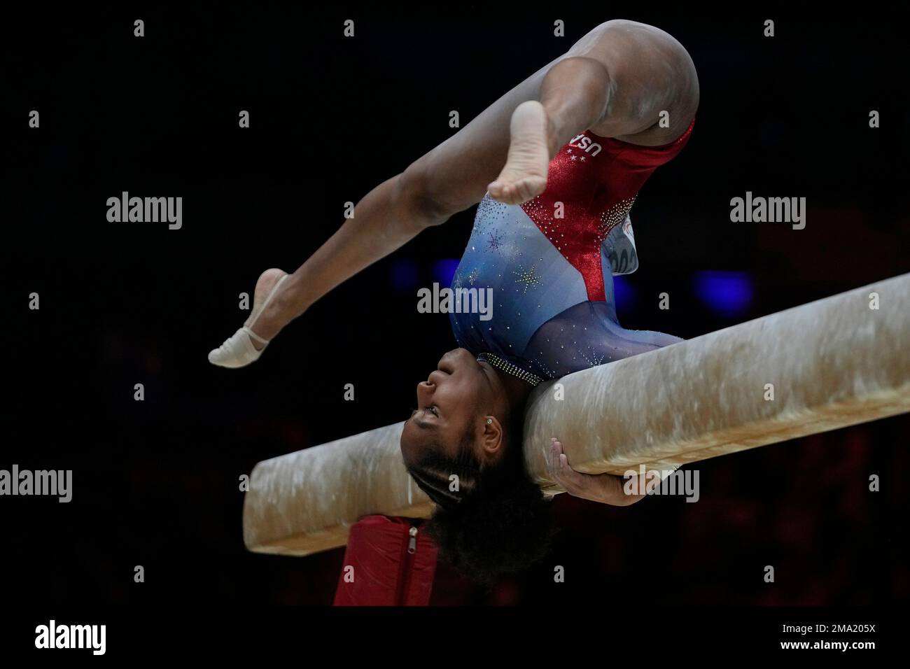 Skye Blakely of the U.S. competes on the balance beam at the Women's ...