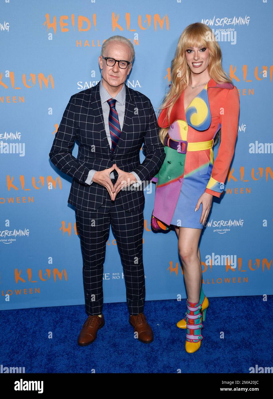Jeremy Scott, left, and Gigi Goode attend Heidi Klum's 21st annual ...