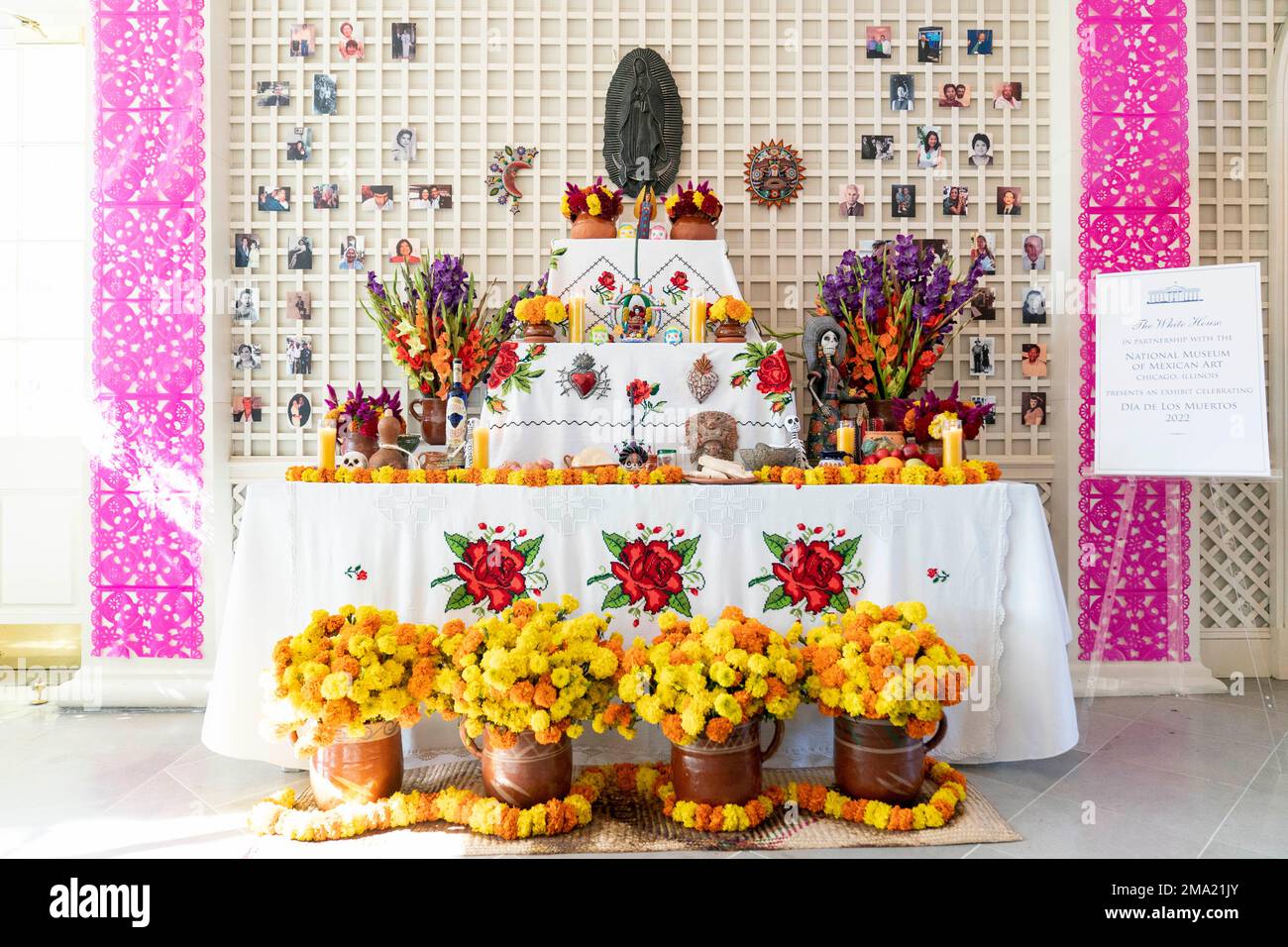 An ofrenda to celebrate Dia De Los Muertos, is displayed in the Palm ...