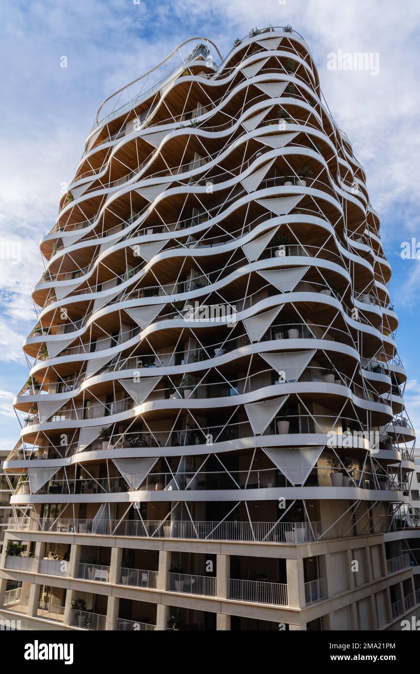 Montpellier, France - 01 13 2023 : Vertical cityscape view of modern ...