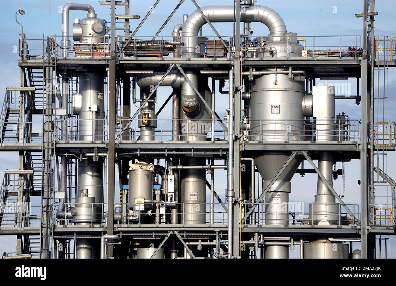 The pipes of a vaporizer unit are pictured at the BASF company in ...