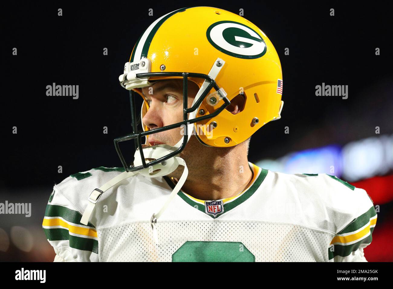 Green Bay Packers place kicker Mason Crosby (2) looks on during an NFL ...