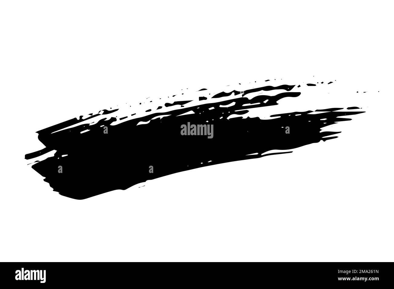 Black stain of paint brush with jagged edges isolated on white ...