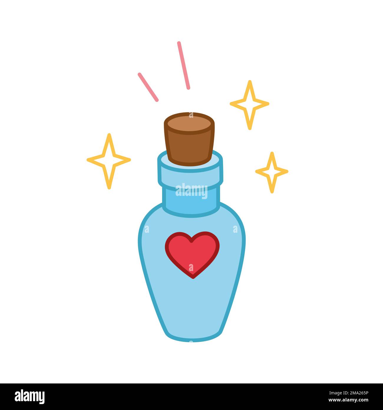 Vector hand drawn magic love potion bottle. Vector icon for valentines ...