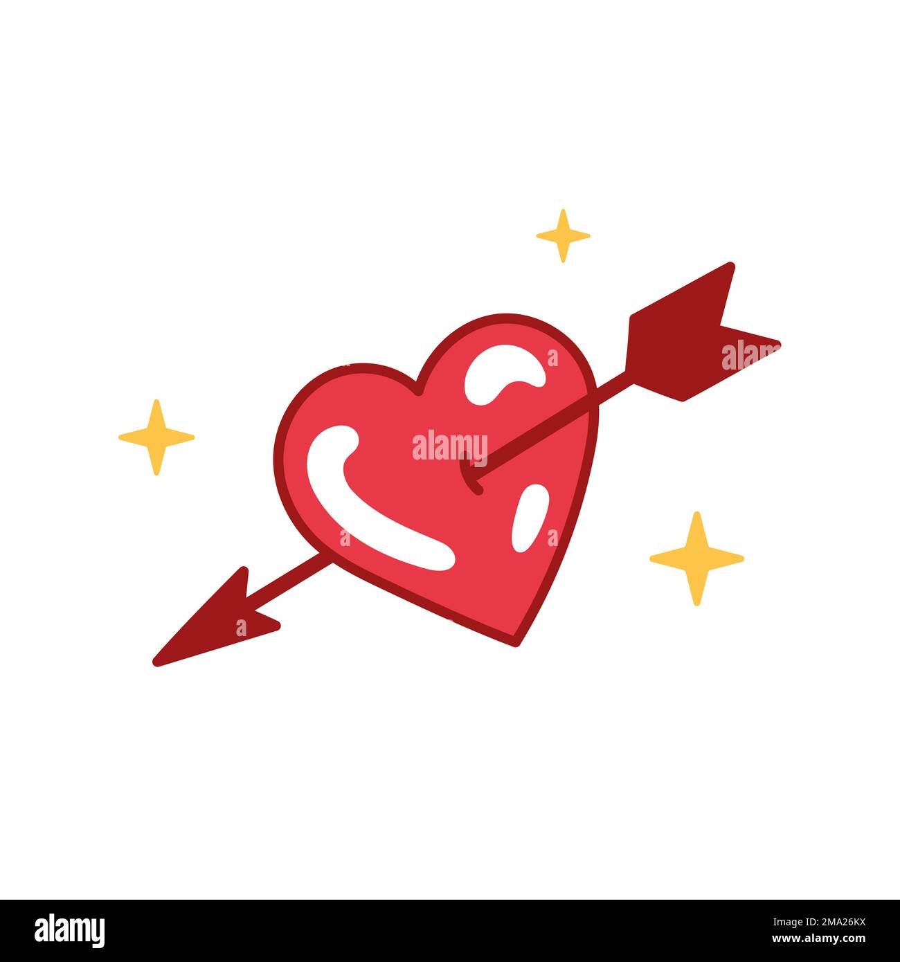 Heart with arrow icon doodle style. Vector illustration for Valentines ...