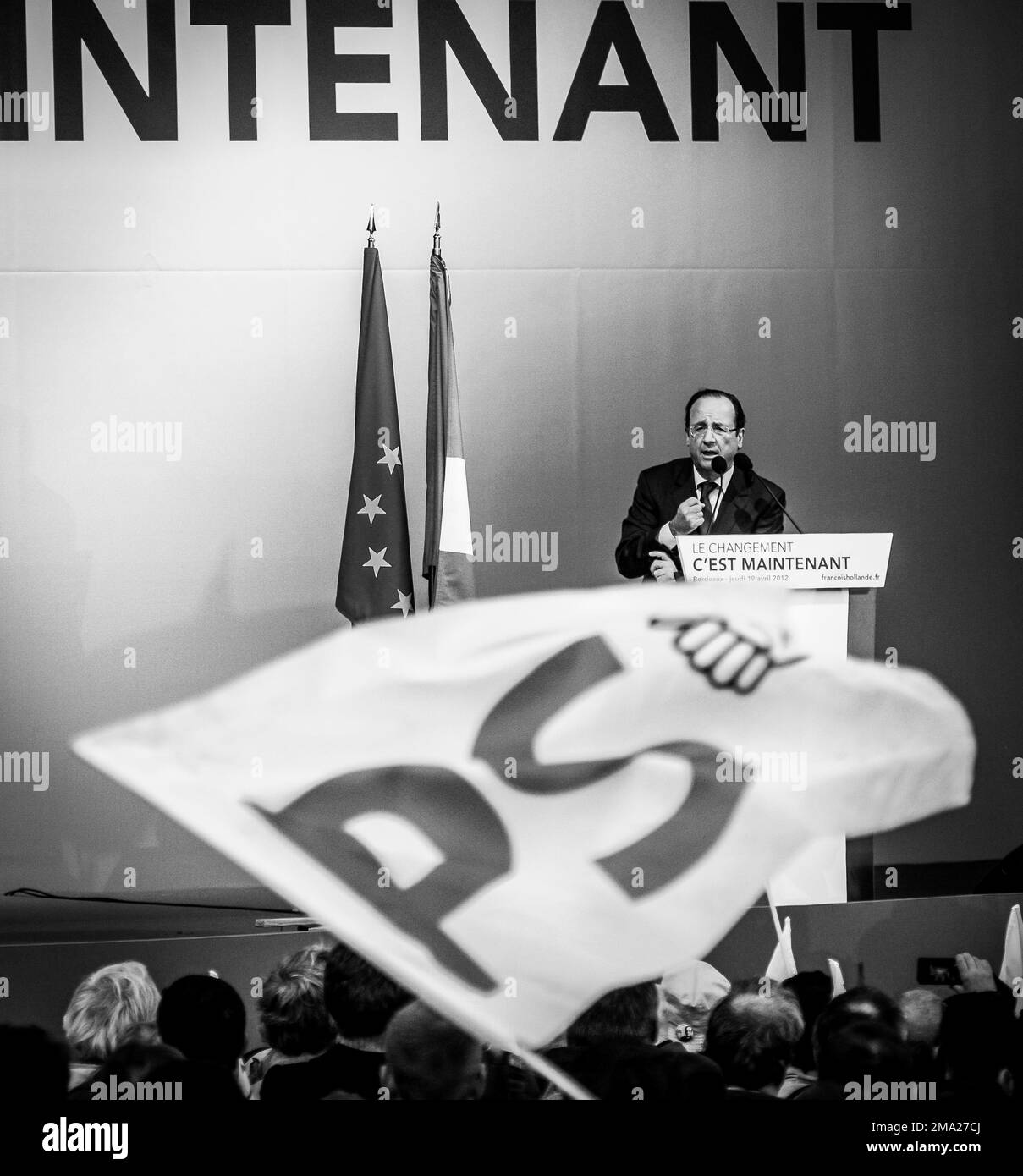 BORDEAUX, FRANCE - APRIL, 19 2012: Francois Hollande campaigning in the ...