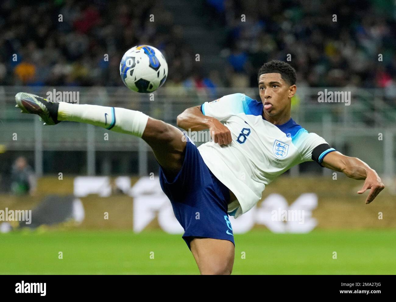 England's Jude Bellingham kicks the ball during the UEFA Nations League ...