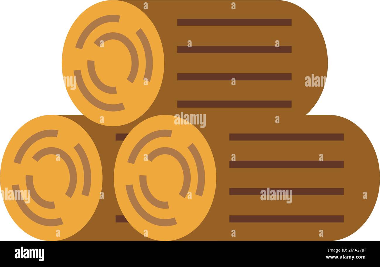 Flat design log icon. Firewood and wood. Fuel. Editable vector Stock ...