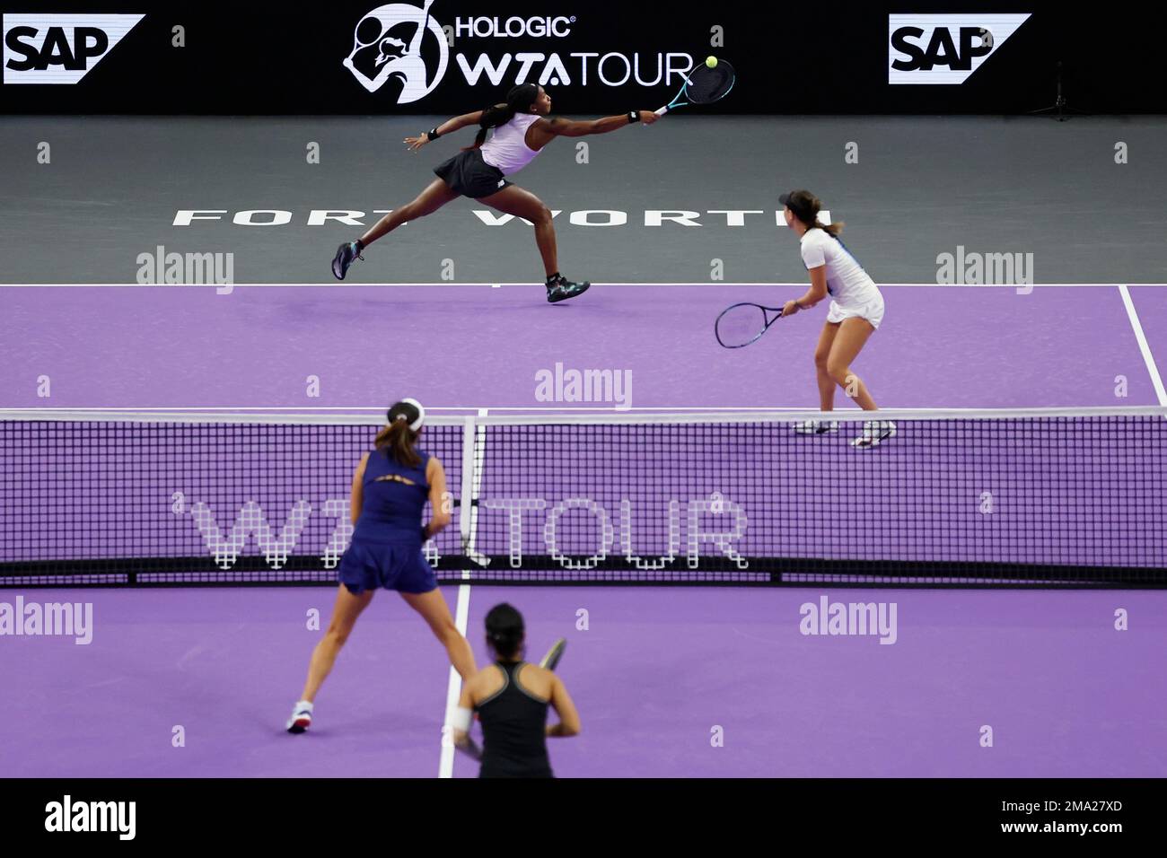 Coco Gauff, left, and Jessica Pegula, right, play Yifan Xu and Zhaoxuan ...