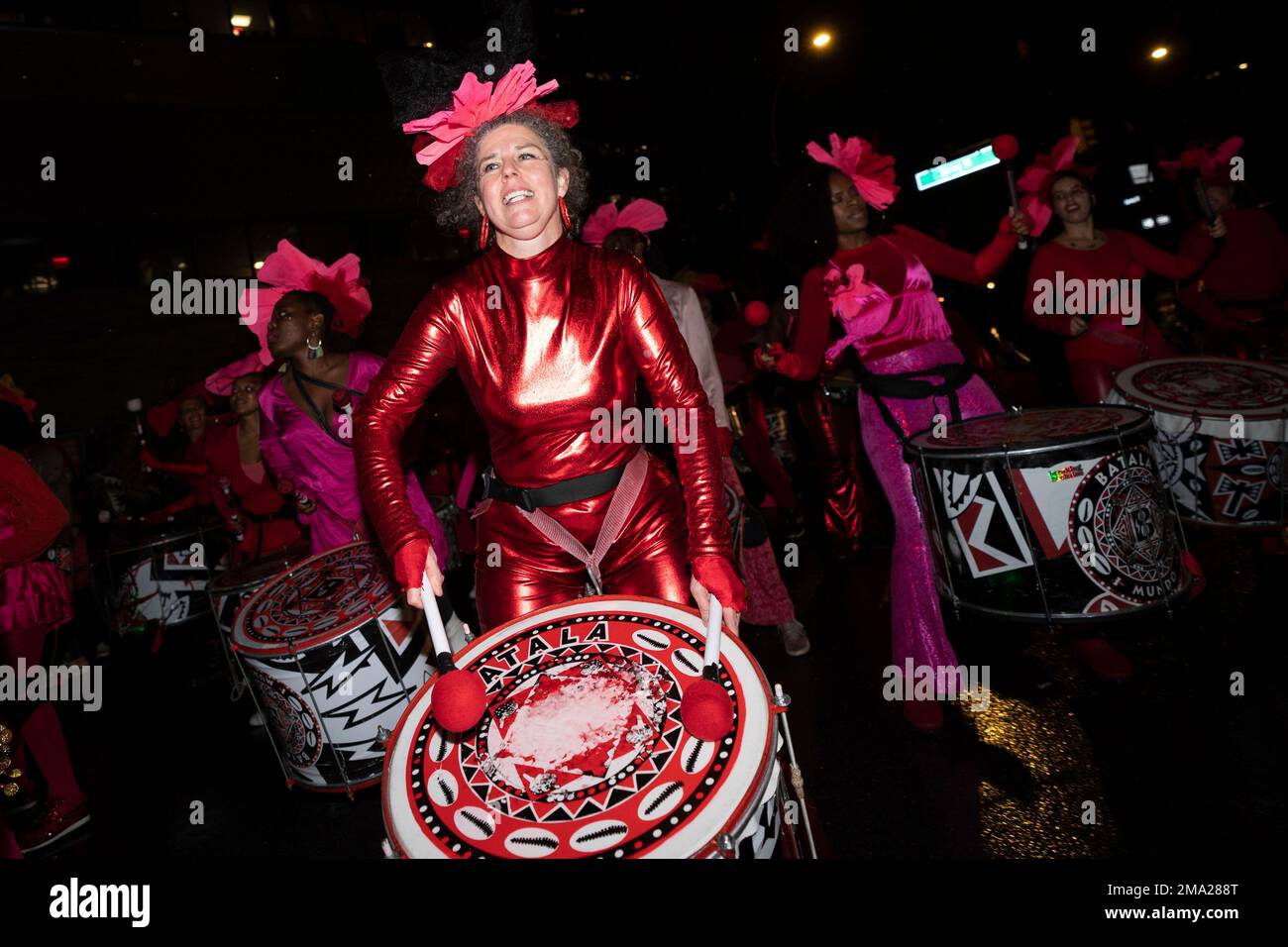 Revelers marches in the Greenwich Village Halloween Parade, late Monday ...