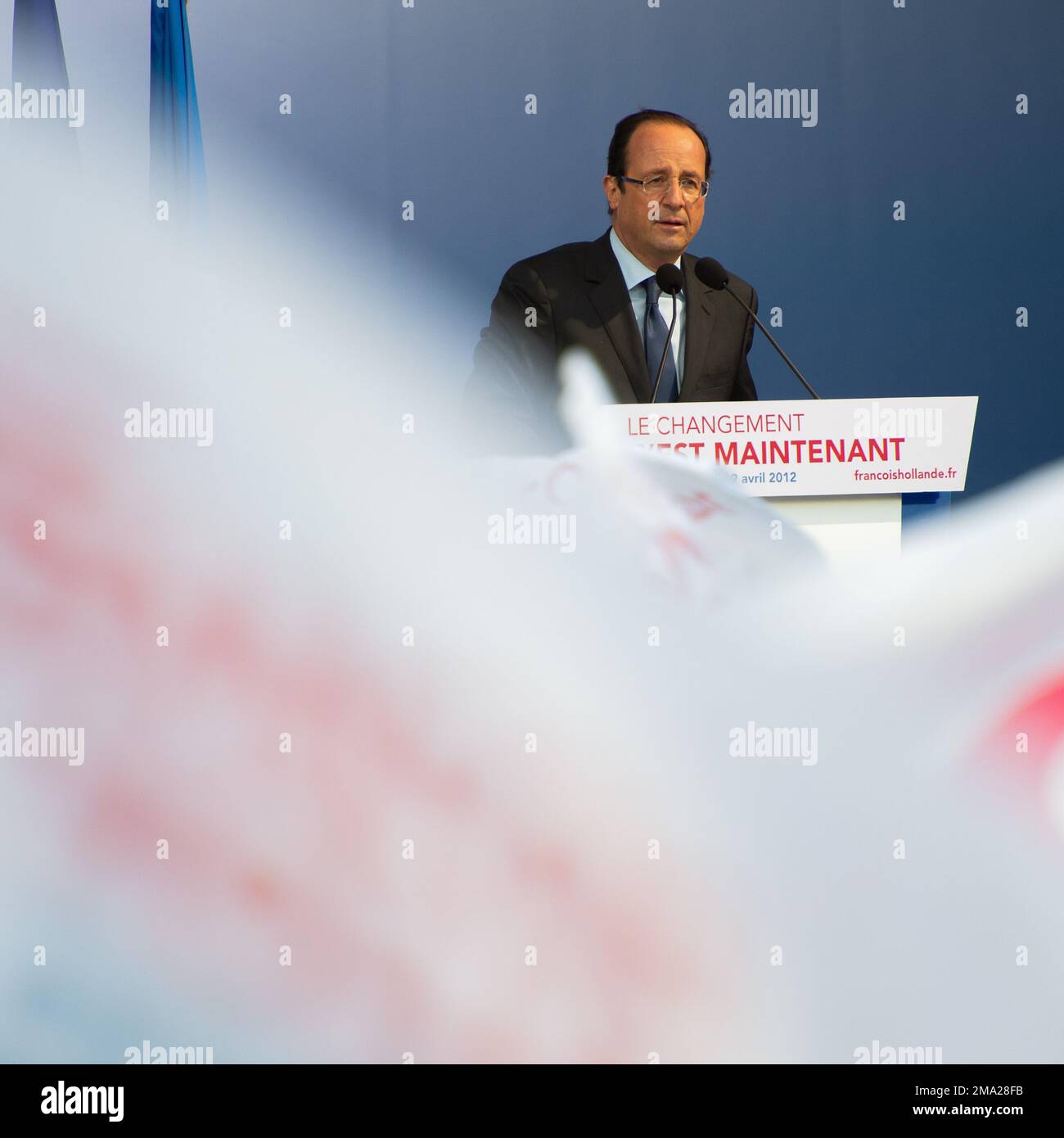 BORDEAUX, FRANCE - APRIL, 19 2012: Francois Hollande campaigning in the ...