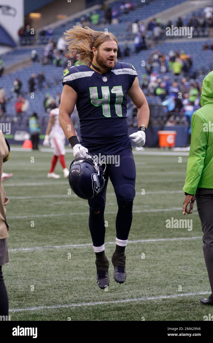 Seattle Seahawks linebacker Cullen Gillaspia (41) runs off the field ...