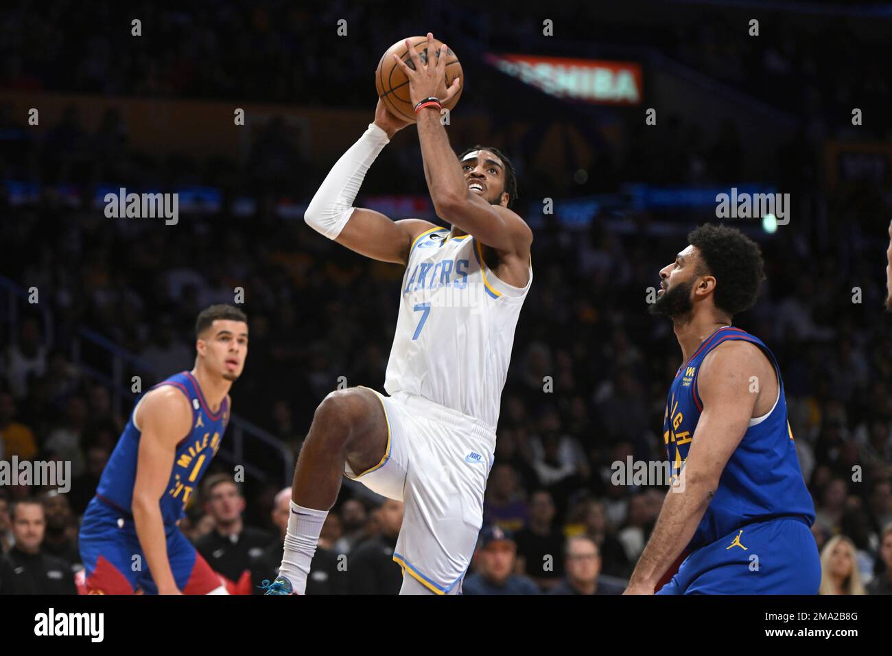 Los Angeles Lakers forward Troy Brown Jr. (7) in action during an NBA ...