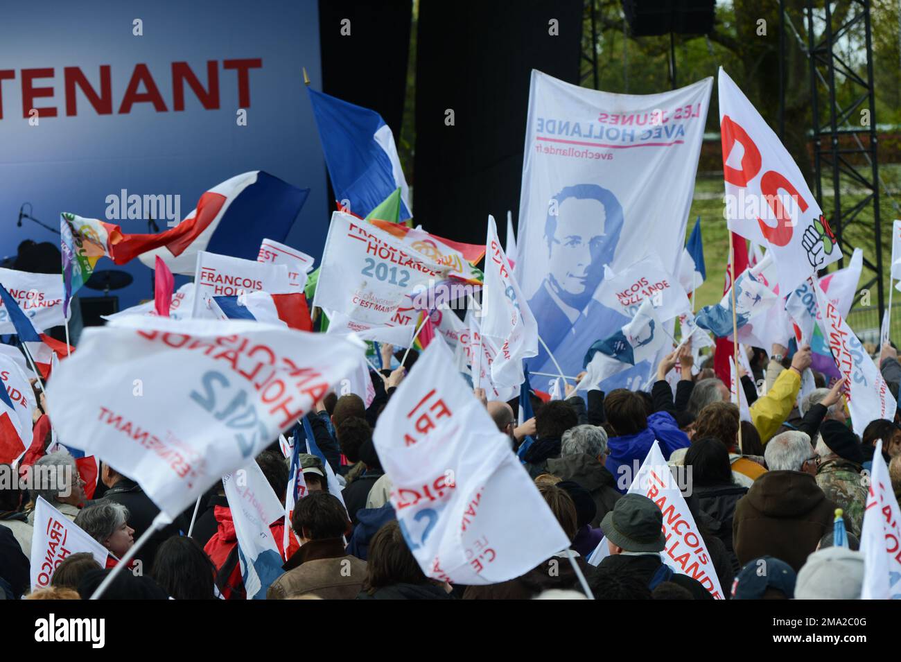 BORDEAUX, FRANCE - APRIL, 19 2012: Francois Hollande campaigning in the ...